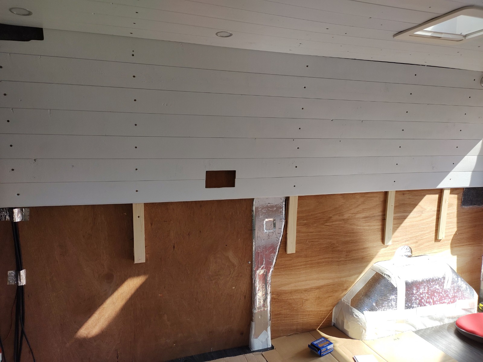 Campervan conversion – fitting cladding and lighting in a Ford Transit ...